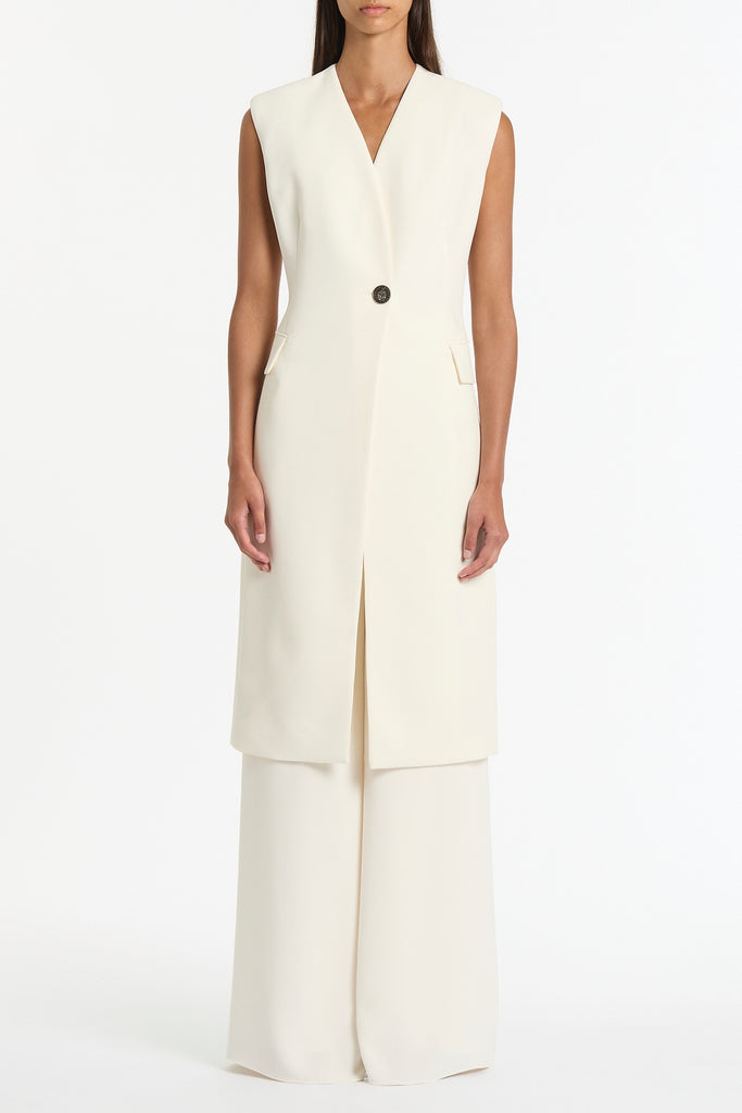 IVORY CREPE LONG LINE VEST – Carla Zampatti