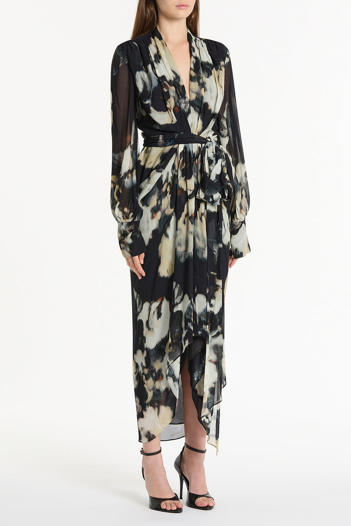 JAPANESE FLORAL WATERFALL DRESS – Carla Zampatti