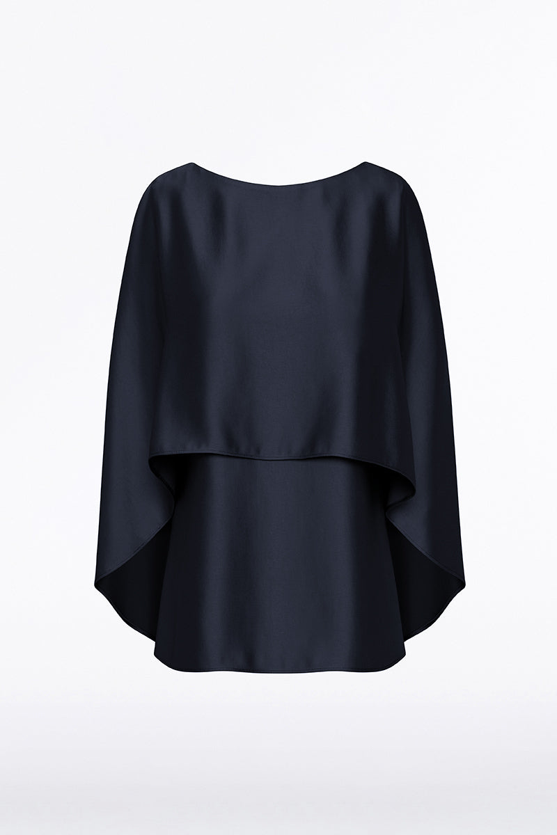 INK SATIN CAPE TOP – Carla Zampatti
