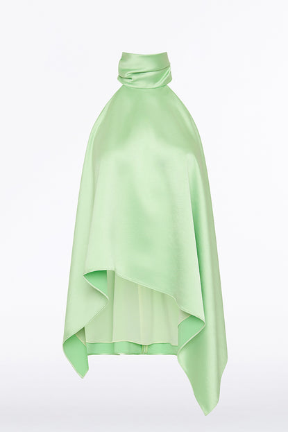 PERIDOT SATIN DRAPED HALTER TOP – Carla Zampatti