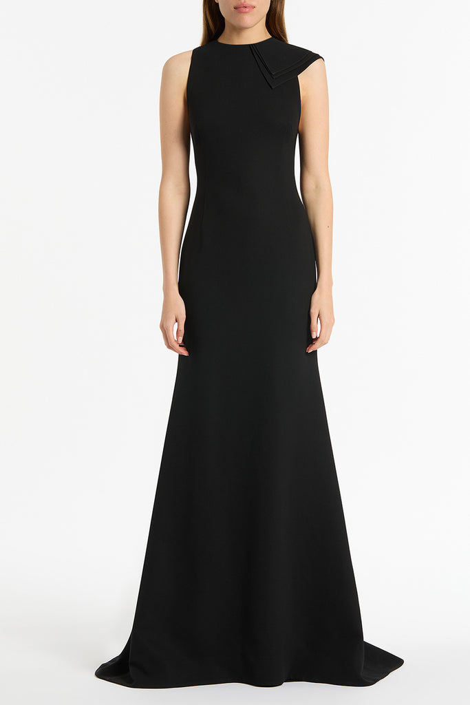 BLACK CREPE PETAL BACK GOWN – Carla Zampatti