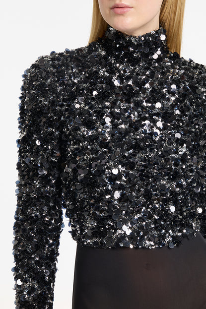 Black Sequin Bodysuit Carla Zampatti