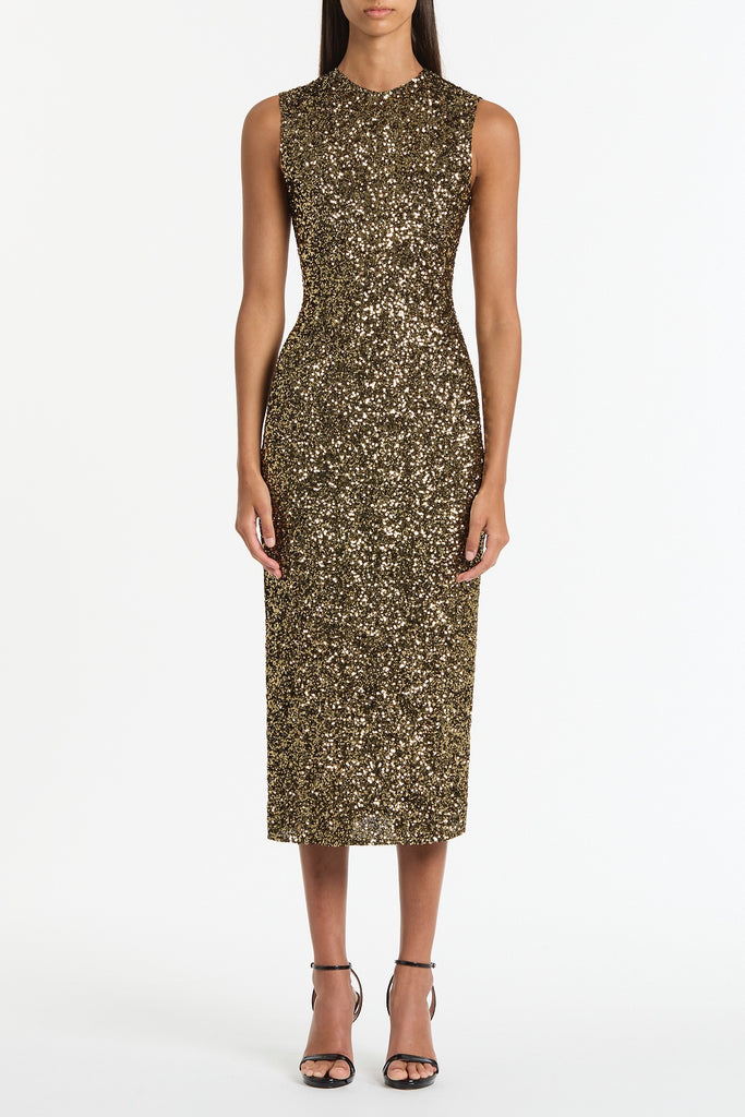 BRONZE CRUSHED SEQUIN DRESS – Carla Zampatti