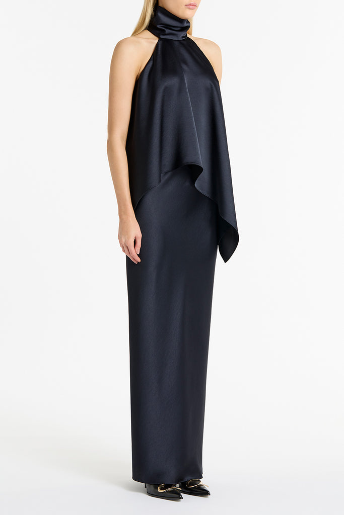 INK SATIN DRAPED HALTER TOP – Carla Zampatti