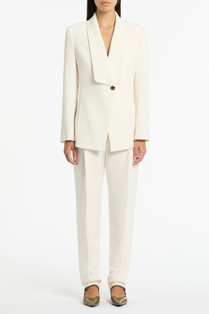 IVORY CREPE SHAWL COLLAR JACKET – Carla Zampatti