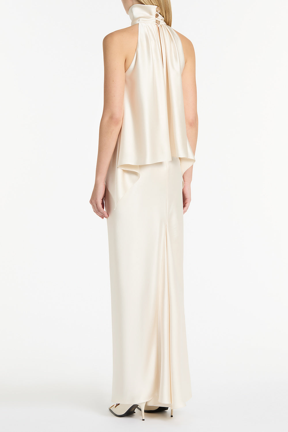 IVORY SATIN DRAPED HALTER TOP – Carla Zampatti