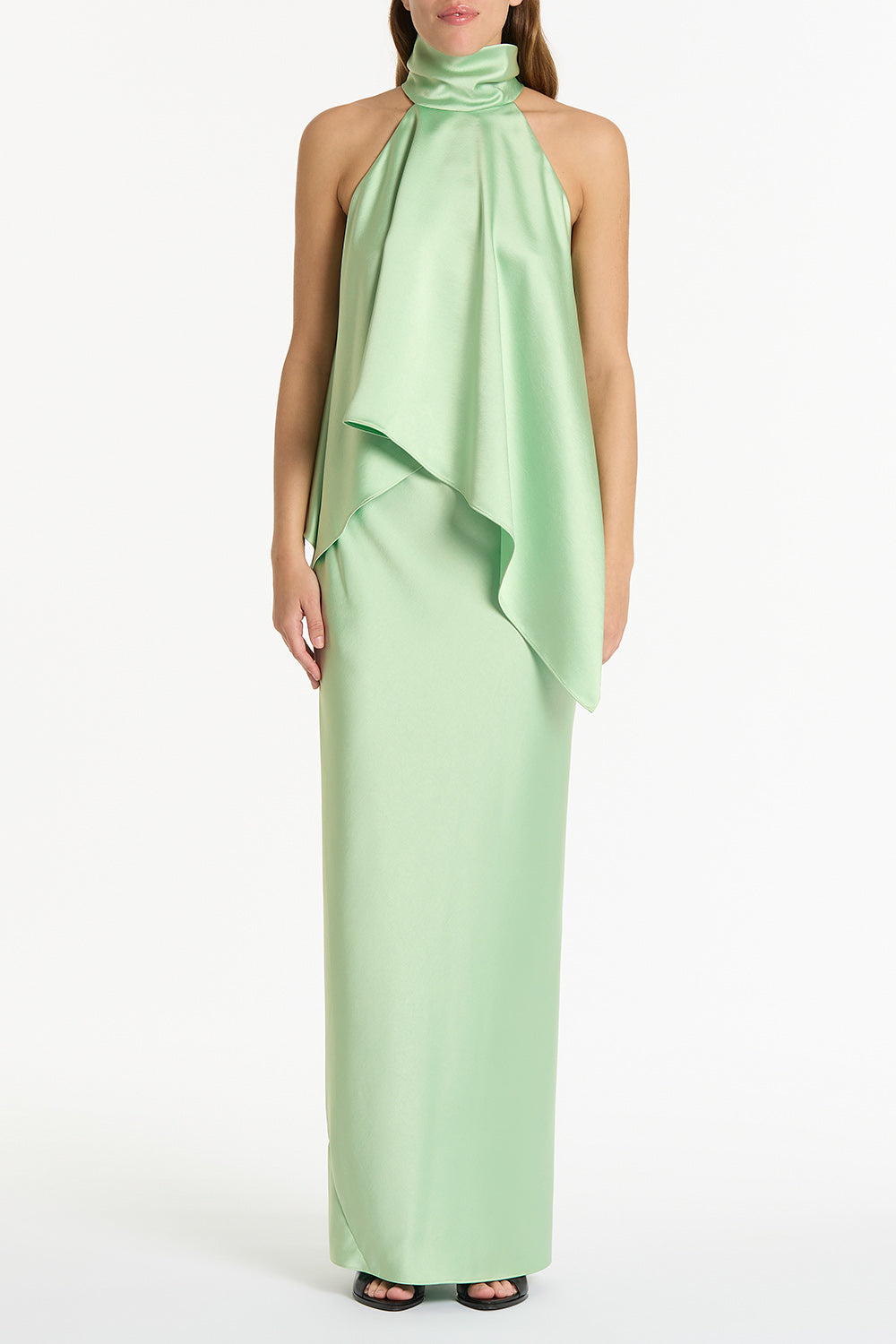 PERIDOT SATIN DRAPED HALTER TOP – Carla Zampatti