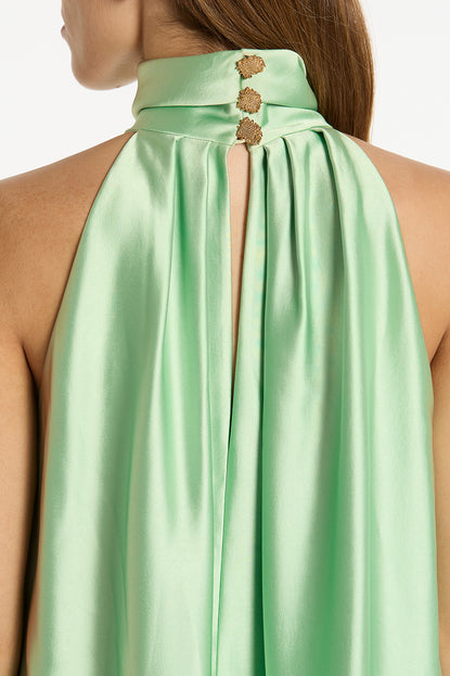 PERIDOT SATIN DRAPED HALTER TOP – Carla Zampatti