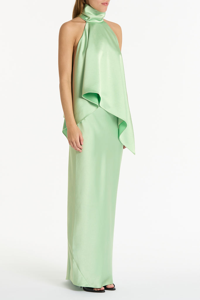 PERIDOT SATIN DRAPED HALTER TOP – Carla Zampatti