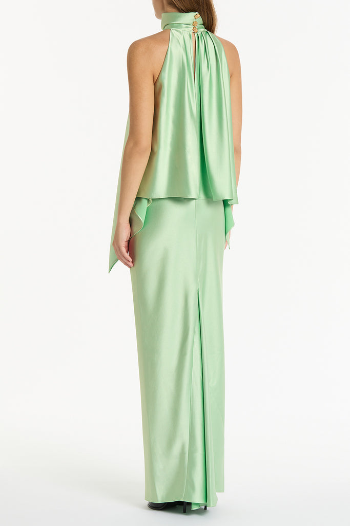 PERIDOT SATIN DRAPED HALTER TOP – Carla Zampatti