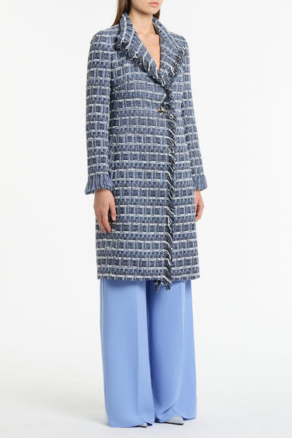 ROYAL METALLIC CHECK TWEED FRINGED COAT – Carla Zampatti