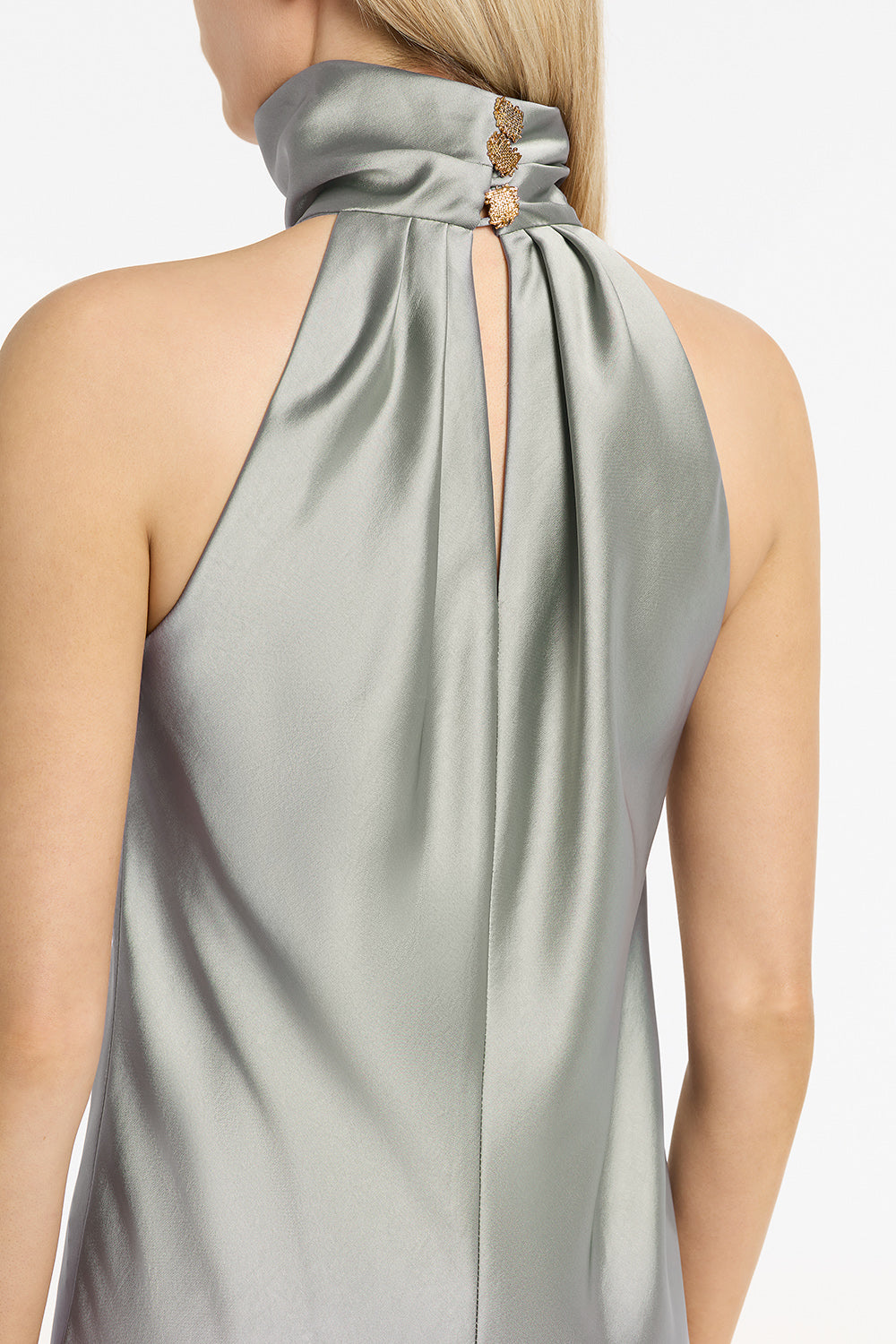SILVER SATIN BIAS DRESS – Carla Zampatti