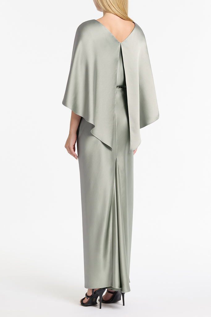 SILVER SATIN CAPE TOP – Carla Zampatti