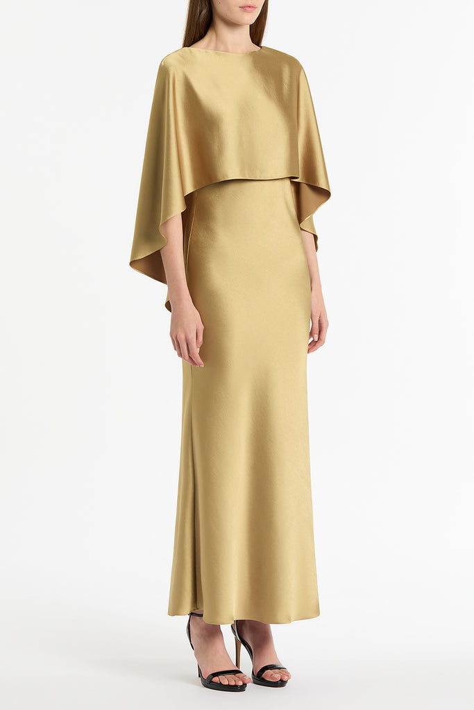 TOURMALINE SATIN CAPE DRESS – Carla Zampatti