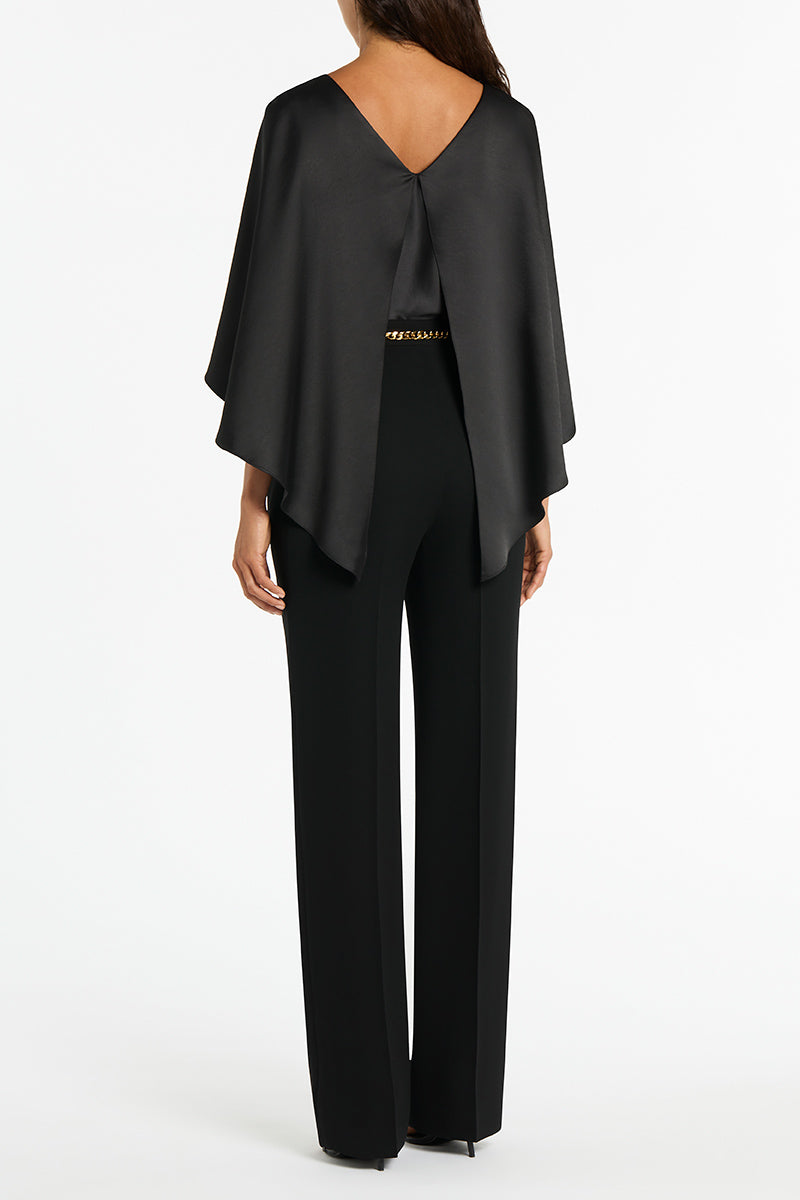 BLACK SATIN CAPE TOP – Carla Zampatti