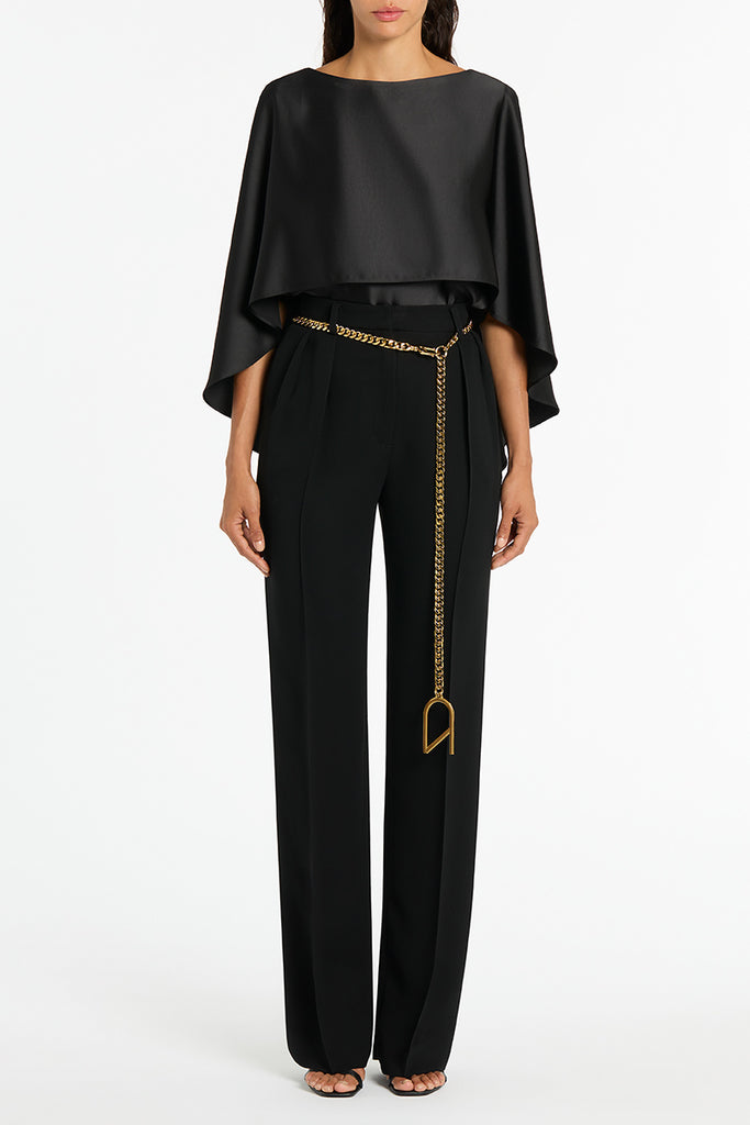 BLACK SATIN CAPE TOP – Carla Zampatti